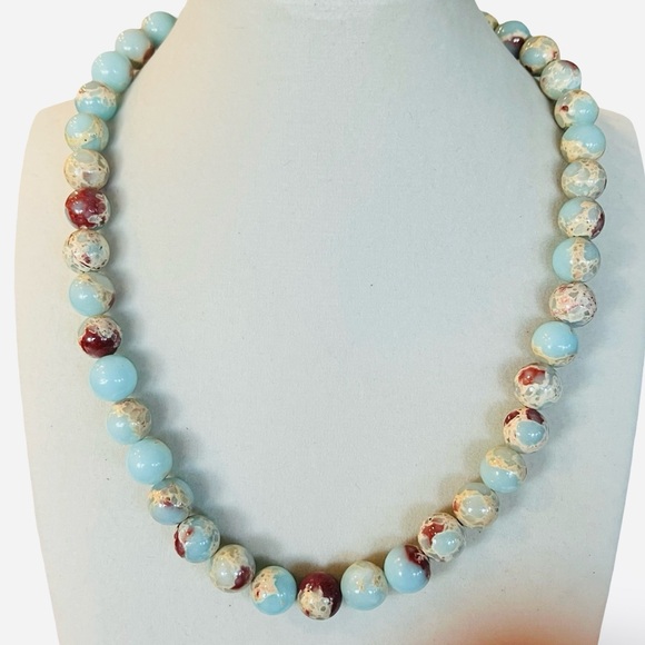Jewelry | Polished Snake Skin Jade Beaded Necklace | Poshmark